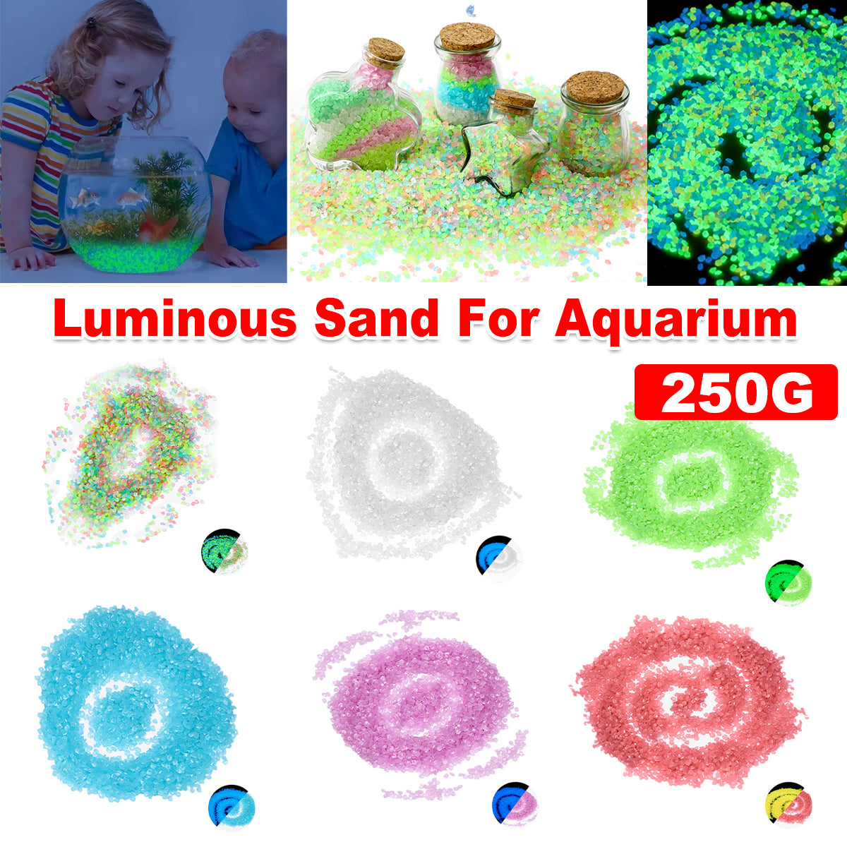 Glow-in-the-Dark Resin Sand for Aquarium & Decor | 250g Fluorescent Pack