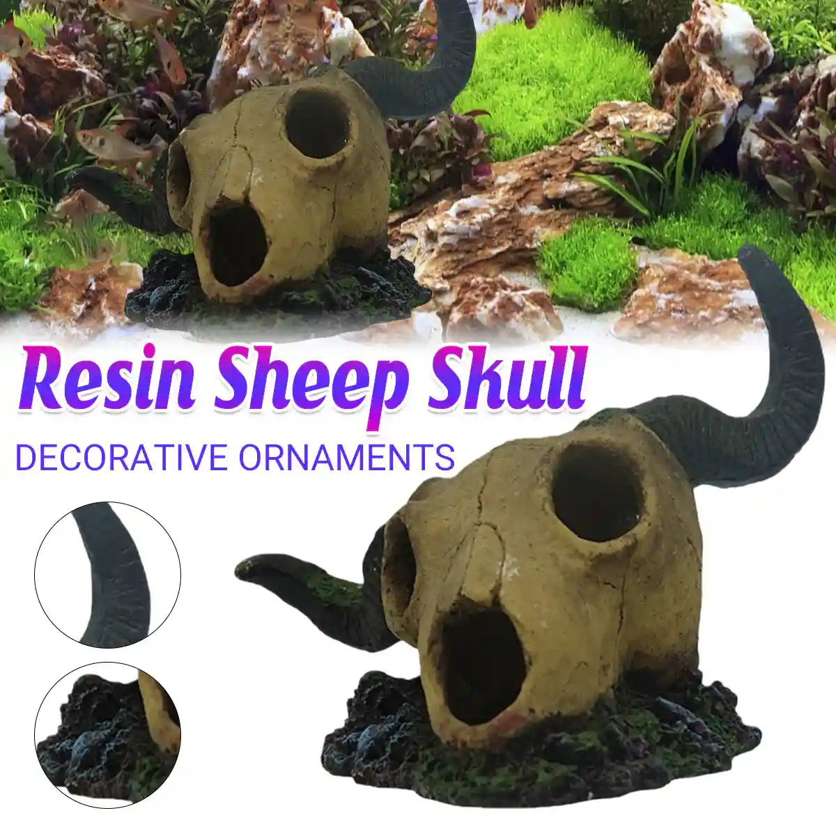 Resin Skull Aquarium Decoration | Horror Fish Tank & Reptile Ornament